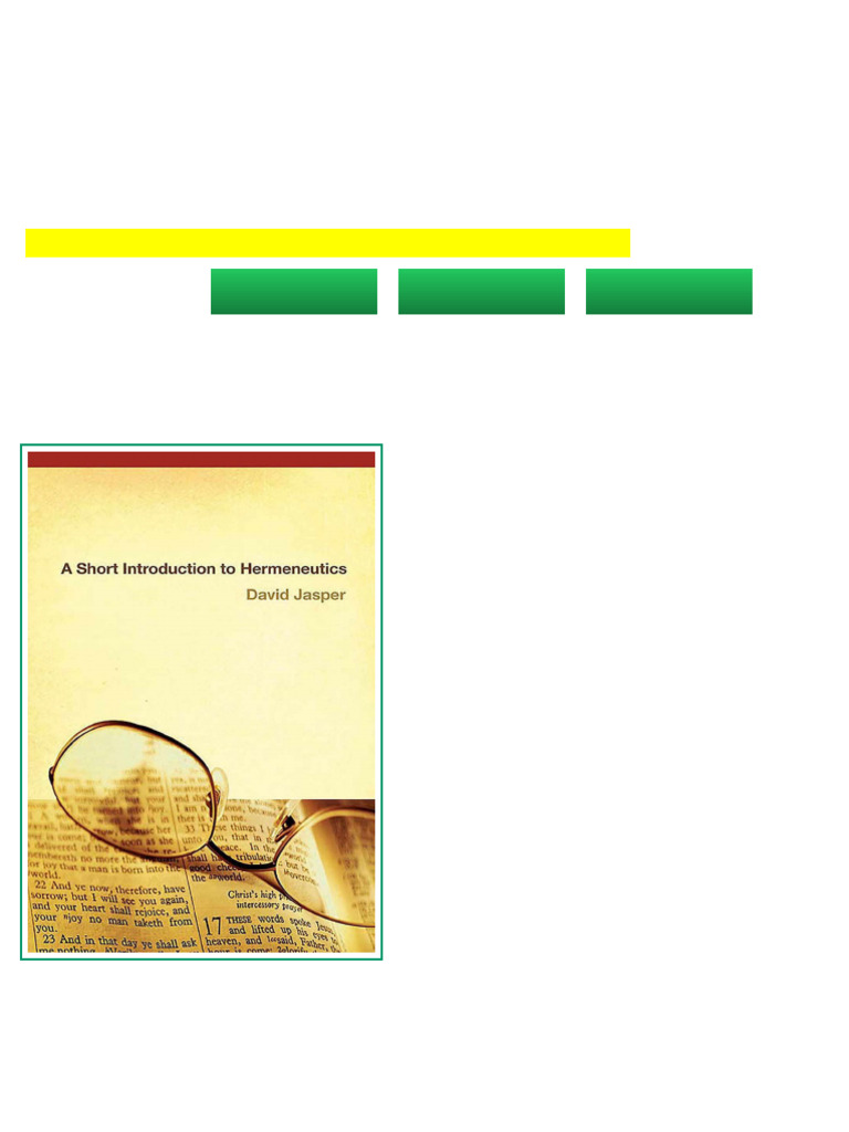 Short Introduction To Hermeneutics David Jasper A David Jasper Digital ...