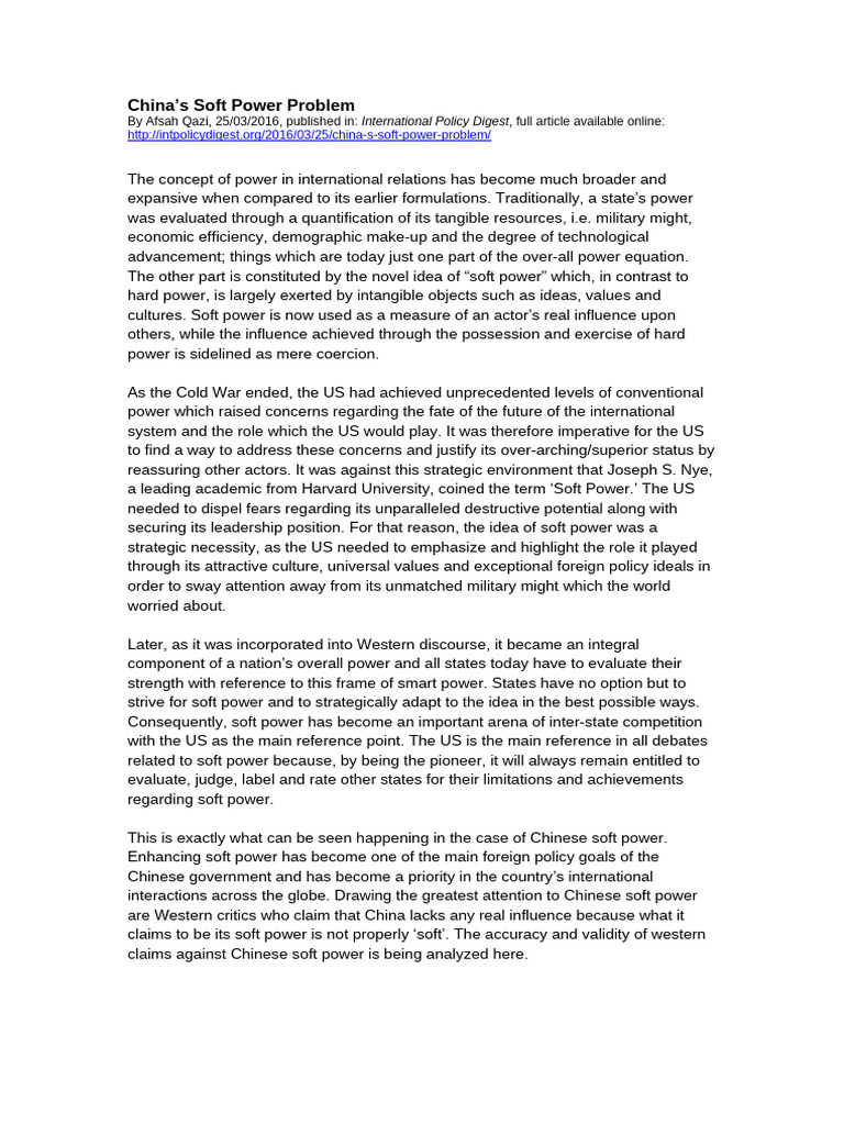 Group 3 - Soft Power Problem - Global Politics | PDF | Soft Power ...