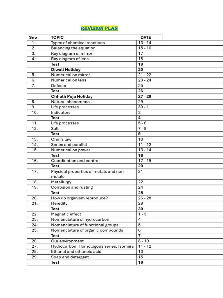 Revision Plan | PDF
