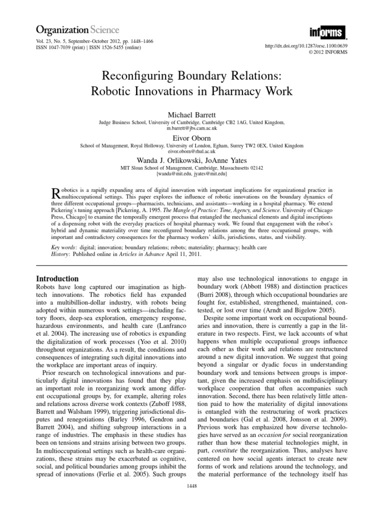 Robotic Innovations in Pharmacy Work | PDF | Pharmacy | Robot