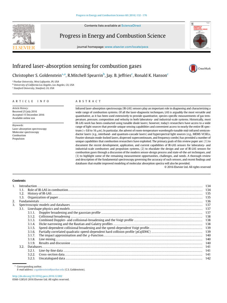 Infrared Laser-Absorption Sensing in Combustion | PDF | Optics ...