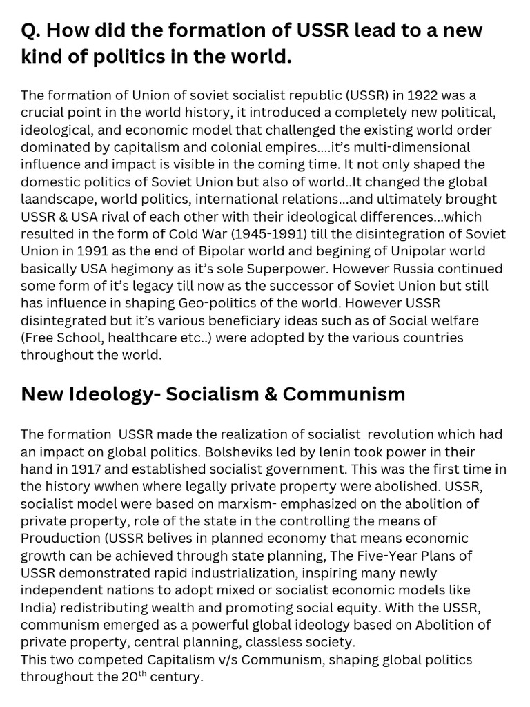 Impact of USSR on Global Politics | PDF | World Politics | Soviet Union