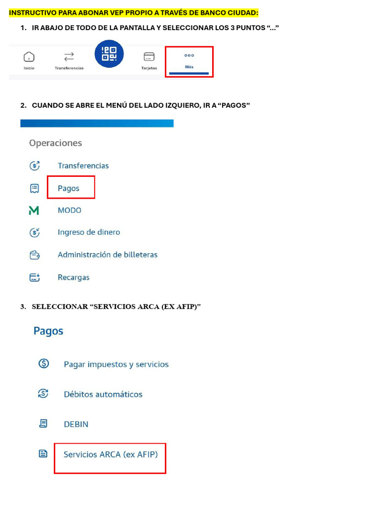 Instructivo para Abonar Vep Propio A Través de Banco Ciudad | PDF