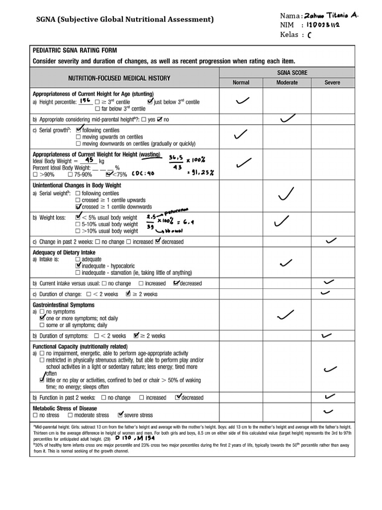 Pediatric SGNA Assessment Guide | PDF