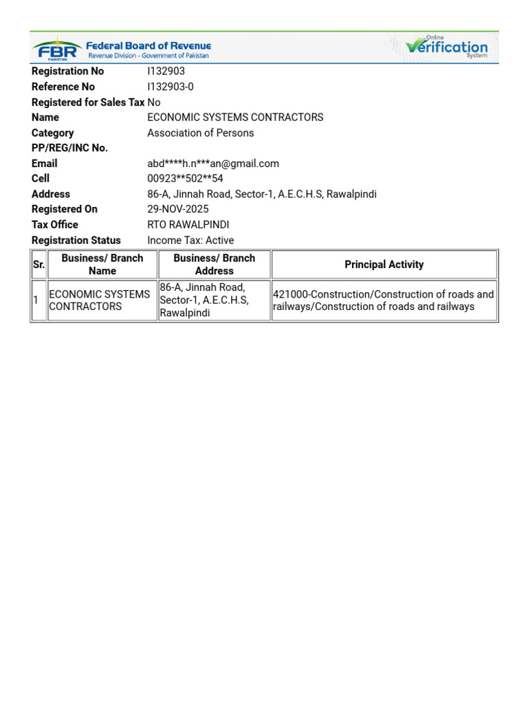 Economic Systems Contractors Registration | PDF