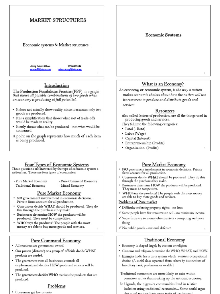 Economic Systems and Market Structures - PRINTER FRIENDLY | PDF