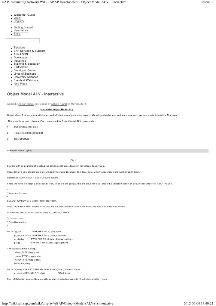 ABAP Development - Object Model ALV - Interactive | PDF | Class (Computer Programming) | Method ...
