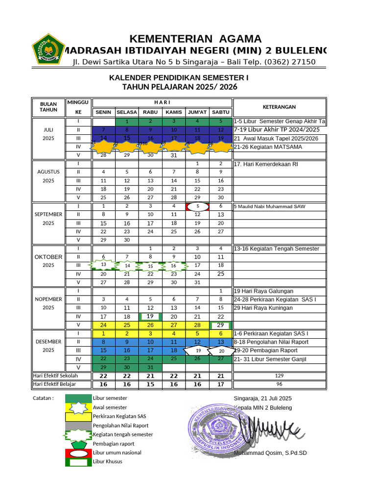 Kalender Pendidikan Ganjil Genap | PDF