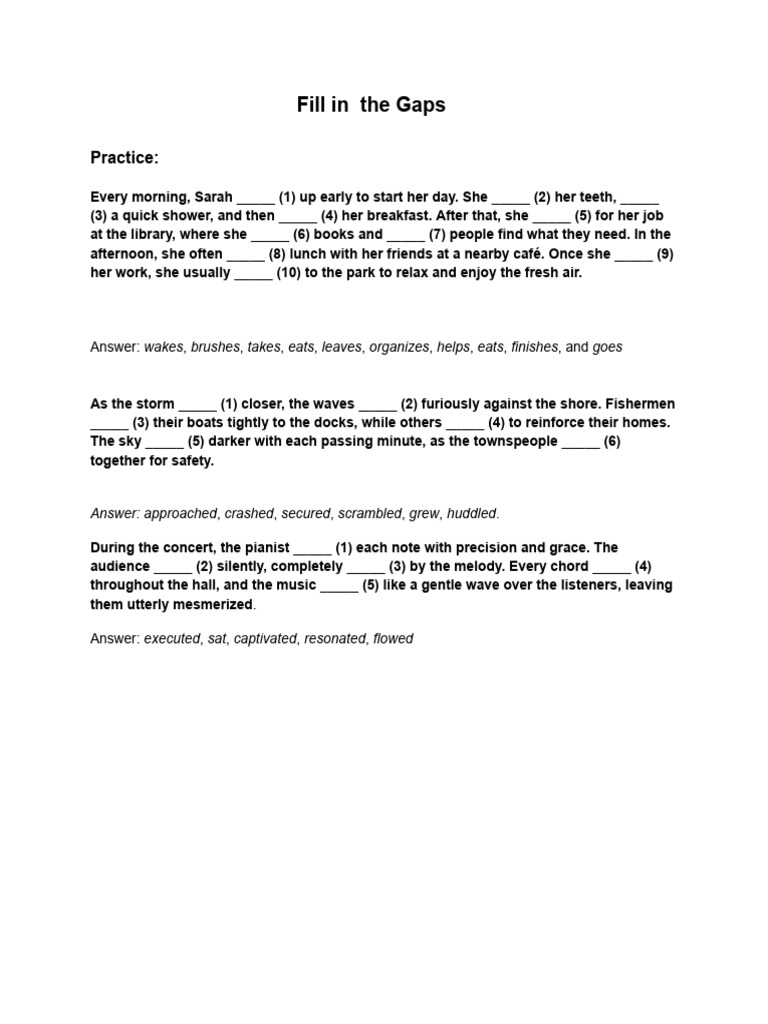 Fill in The Blanks | PDF