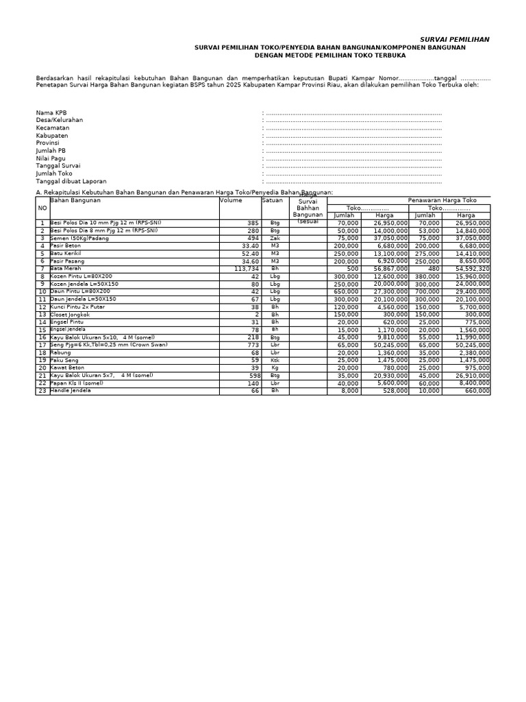 Print Survey Toko | PDF