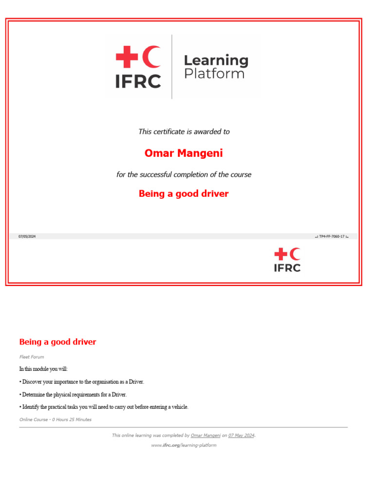 Certificate Beng A Good Driver | PDF
