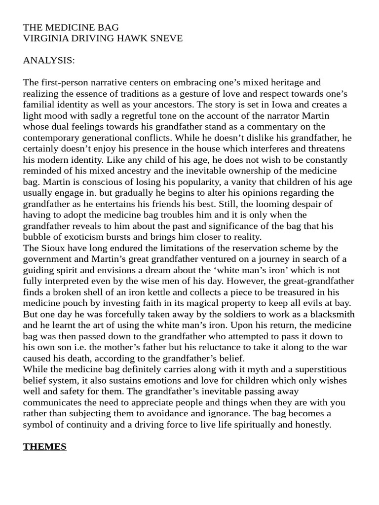 Embracing Heritage in "The Medicine Bag" | PDF | Pride