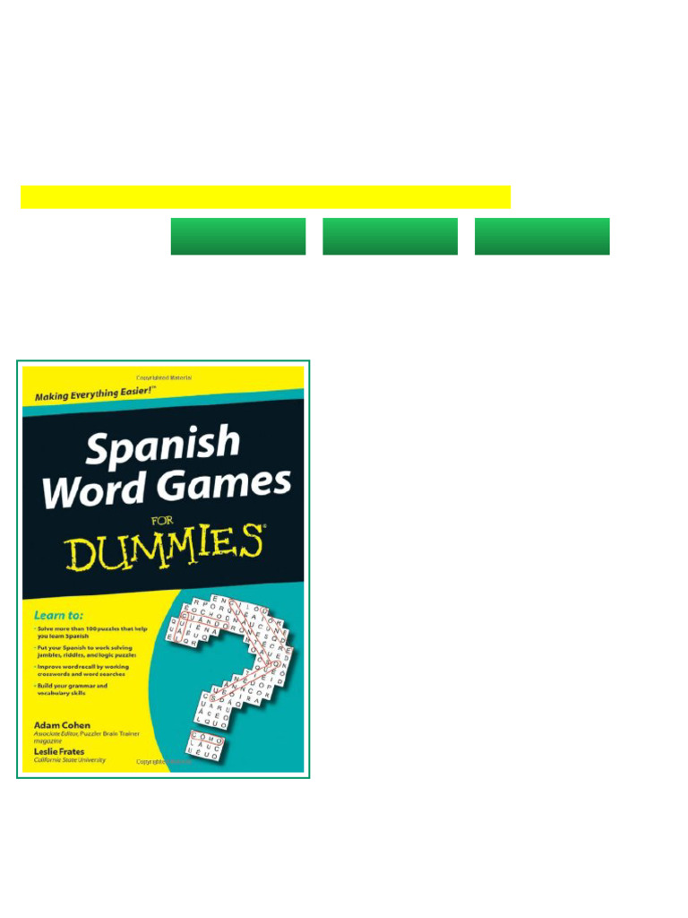 Spanish Word Games For Dummies 1st Edition Adam Cohen: Mirror Link ...
