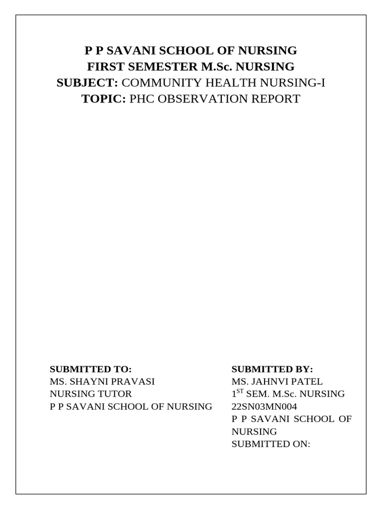 PHC Report | PDF | Childbirth | Clinical Medicine