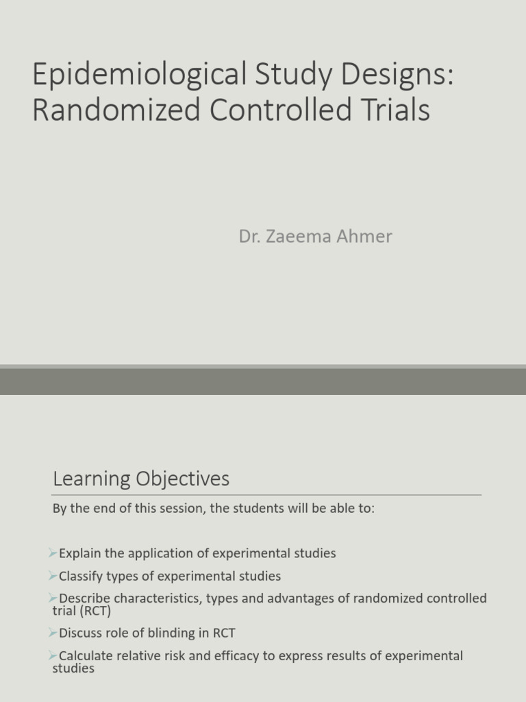 Experimental Study Designs - RCT | PDF | Randomized Controlled Trial ...