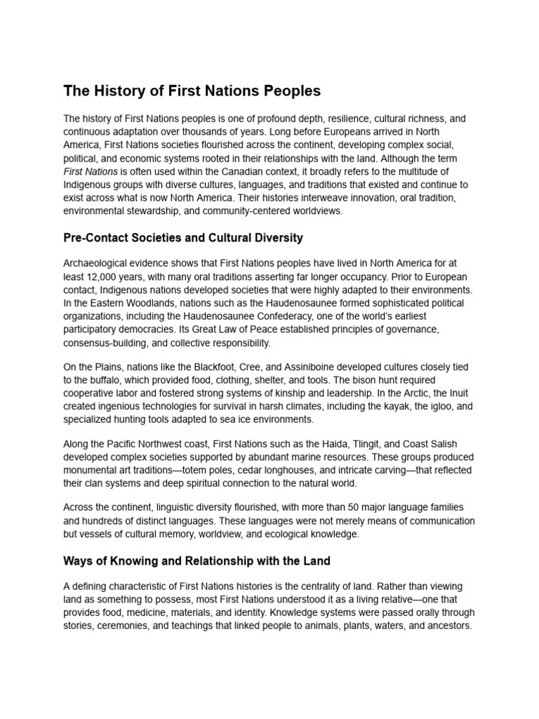 History of First Nations Peoples | PDF | Indigenous Peoples | Canada