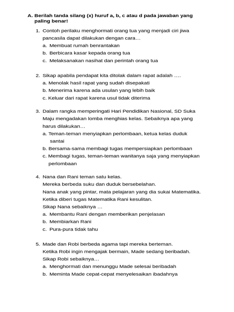 Soal Perilaku Sosial dan Norma Pancasila | PDF
