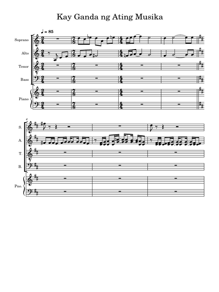 Kay Ganda ng Ating Musika: Choral Arrangement | PDF | Choral Music ...