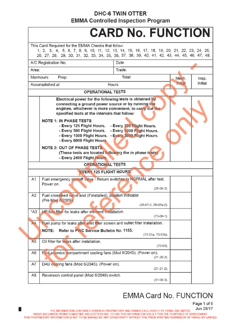 Function Inspections Work Cards | PDF