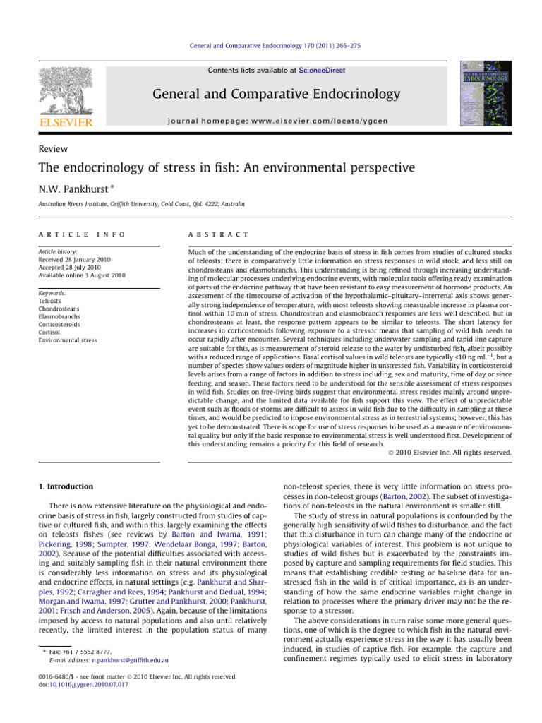 2011 Pankhurst Fish Review Stress Response | PDF | Stress (Biology ...