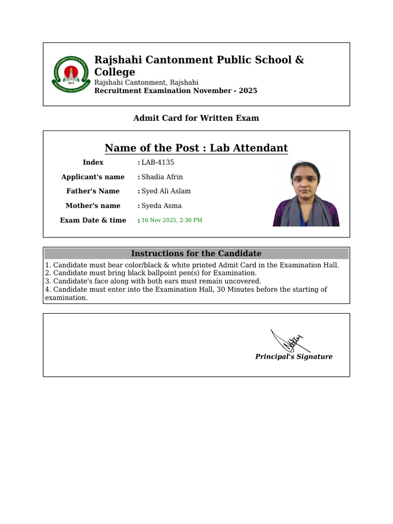 Admit Card | PDF