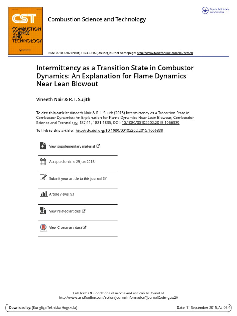 Intermittency in Combustor Dynamics | PDF
