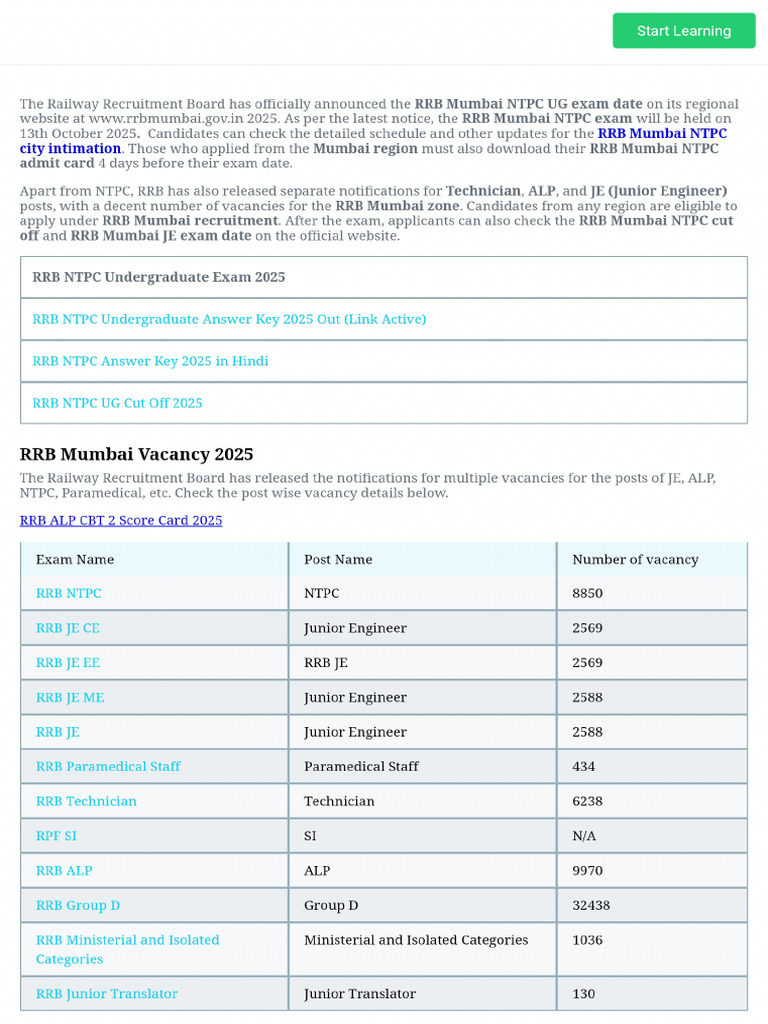 RRB Mumbai 2025, NTPC Undergraduate Answer Key, ALP CBT 2 Score Card ...