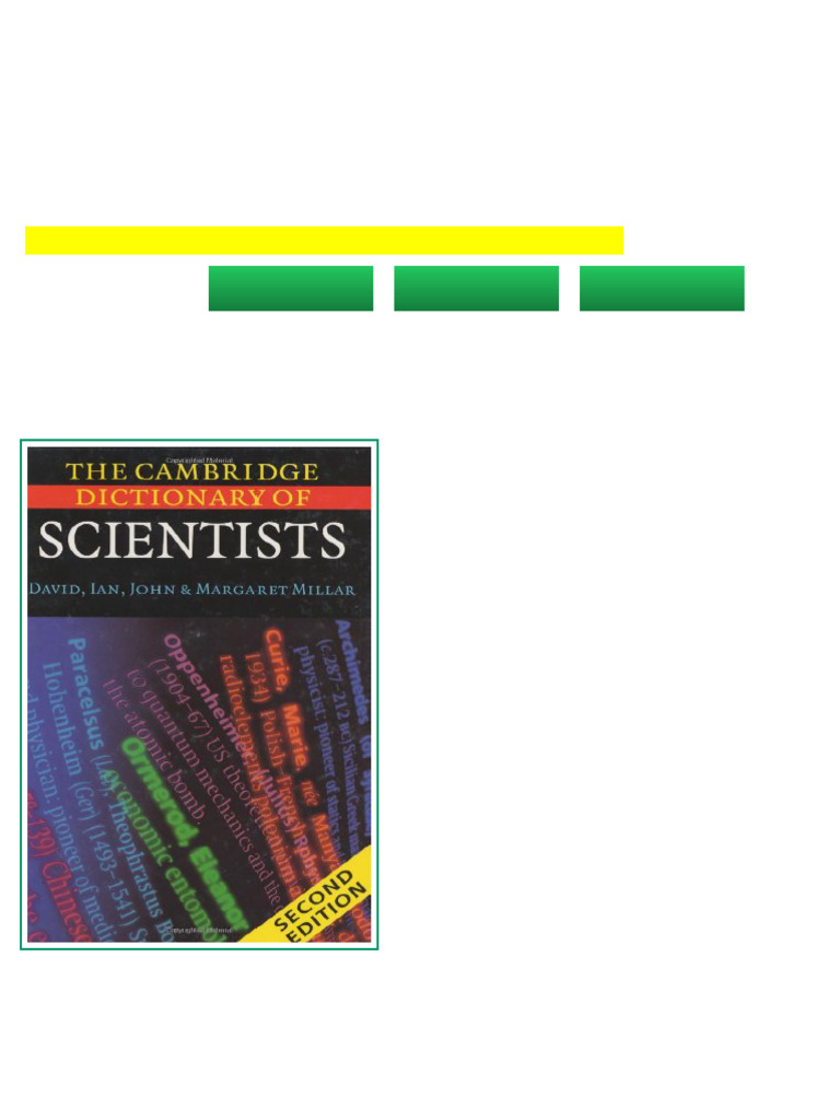 The Cambridge Dictionary of Scientists 2 Ed 2nd Edition Millar David ...