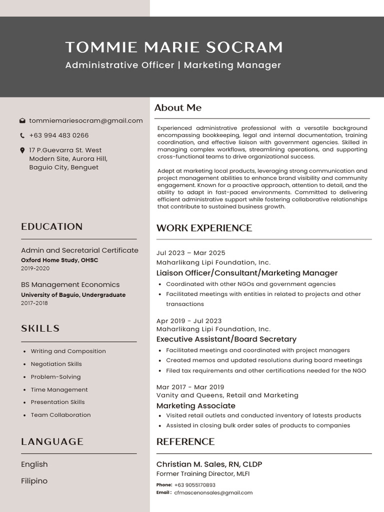Tommie Marie Socram - Resume | PDF | Business | Business Economics