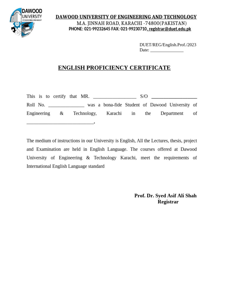 English Proficiency Certificate Template | PDF