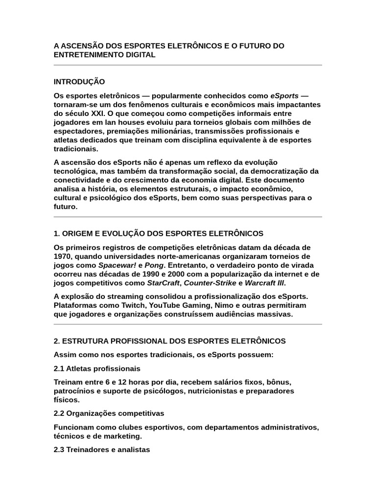 TURMA FGV MASTER CLASS - A ASCENSÃO DOS ESPORTES ELETRÔNICOS E O FUTURO ...