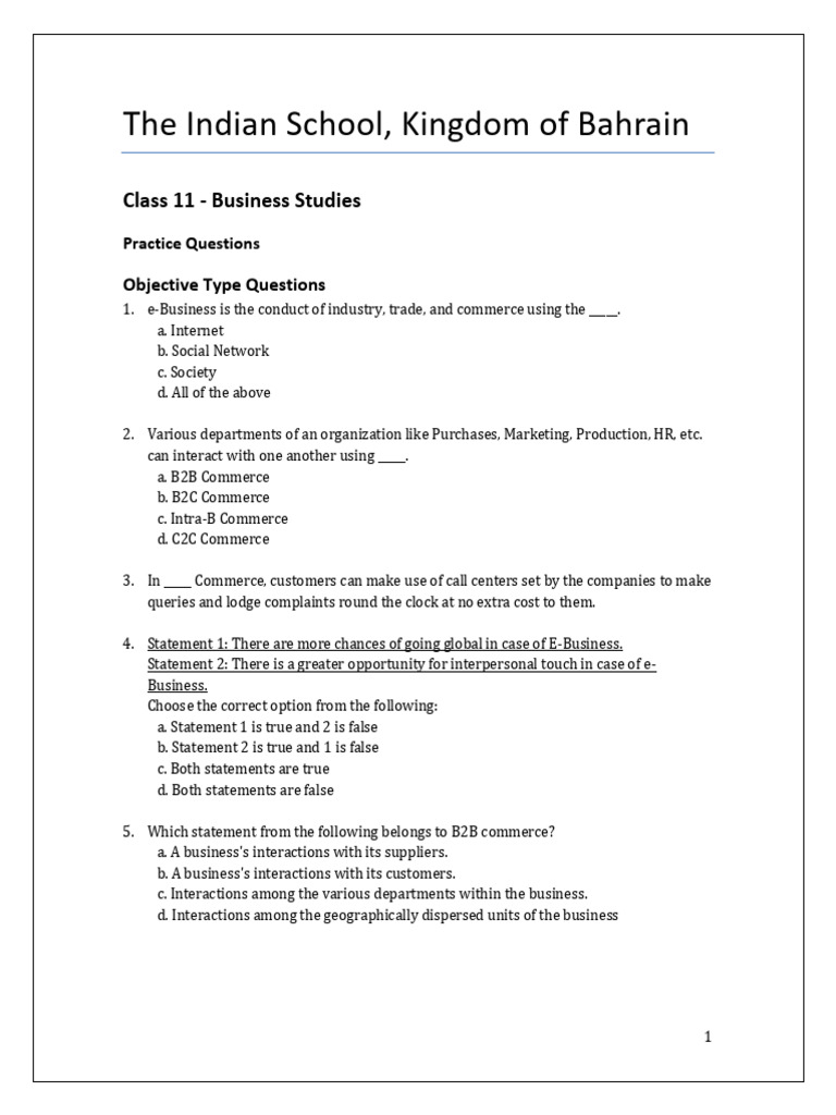 Emerging Modes of Business Practice Questions | PDF | Electronic ...