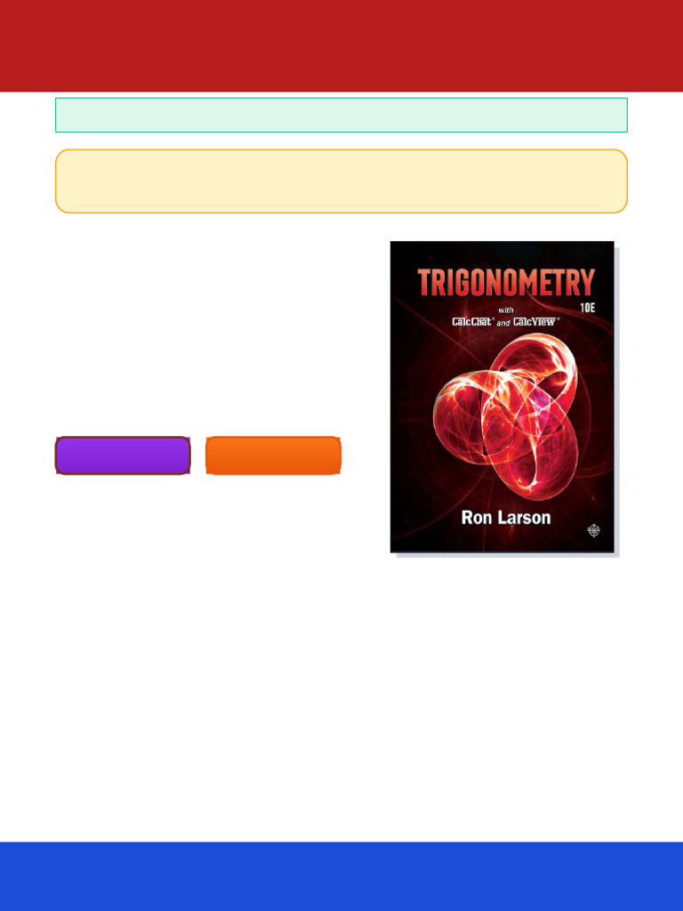 Trigonometry With CalcChat and CalcView Ron Larson Ebook OCR-enabled ...