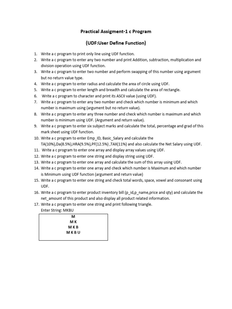 Assignment-1 C Program | PDF