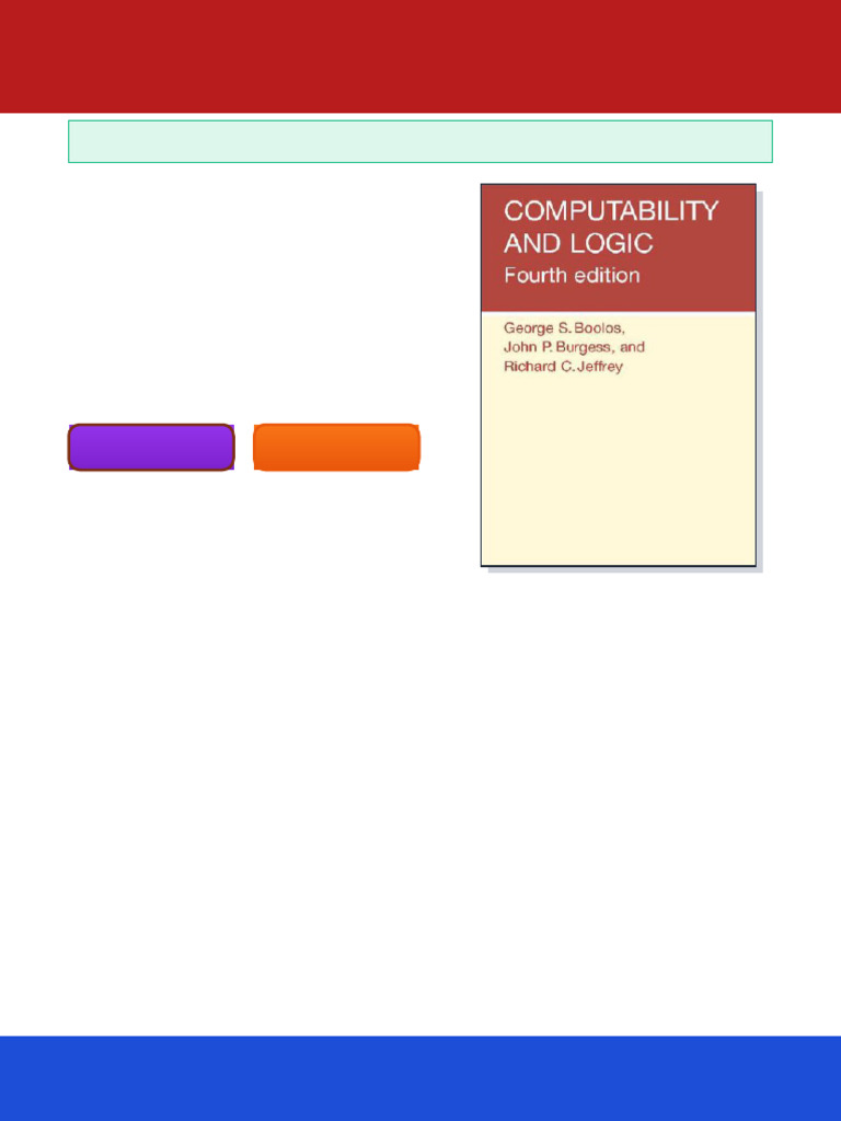 Computability and Logic 4th Ed Edition George S. Boolos Immediate ...