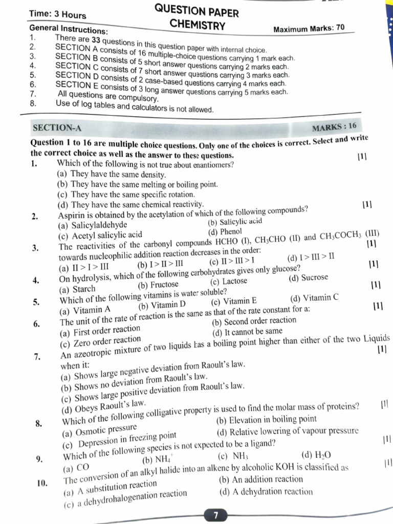 Chemistry Exam Question Paper | PDF | Amine | Organic Chemistry
