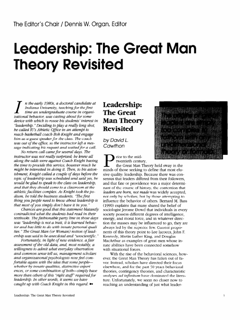 Revisiting the Great Man Theory of Leadership | PDF | Leadership | Thought