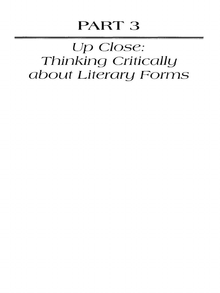 Part 3. Up Close Thinking Critically About Literary Forms | PDF