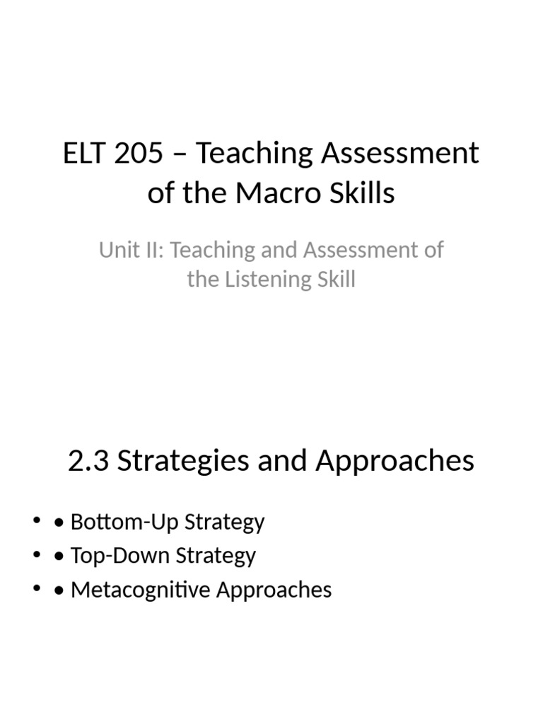 Listening Skills Teaching Strategies | PDF