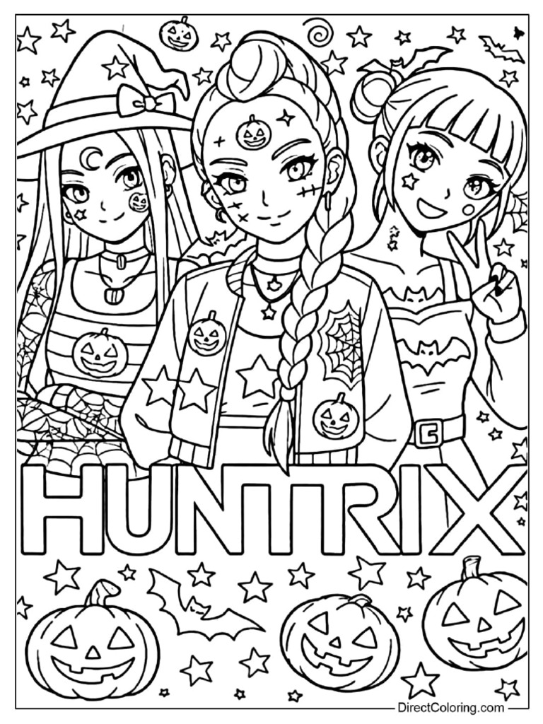 Huntrix Halloween Coloring Page | PDF