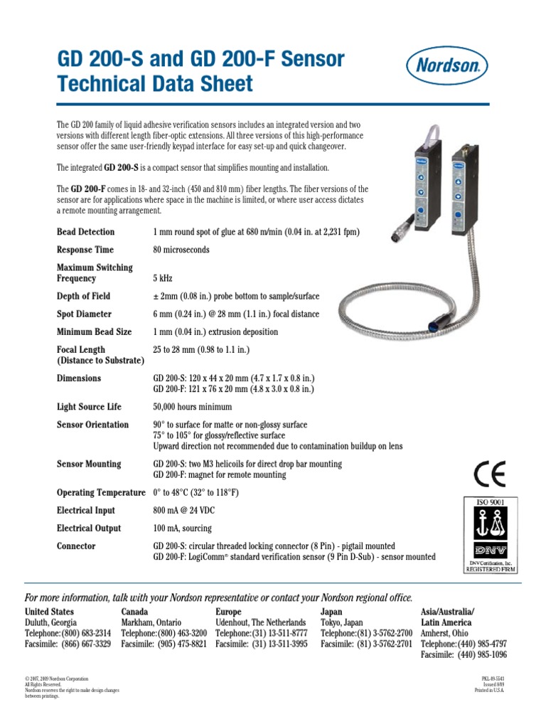 GD 200-S and GD 200-F Sensor Technical Data Sheet | PDF