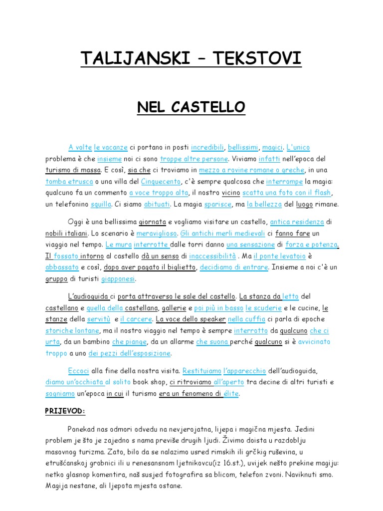 TALIJANSKI - Tekstovi | PDF