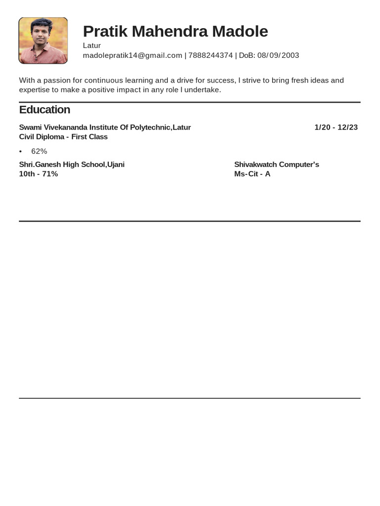 Pratik Mahendra Madole - Resume | PDF