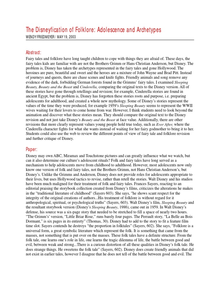 The Disneyfication of Folklore Adolescence and Archetypes | PDF | Fairy ...