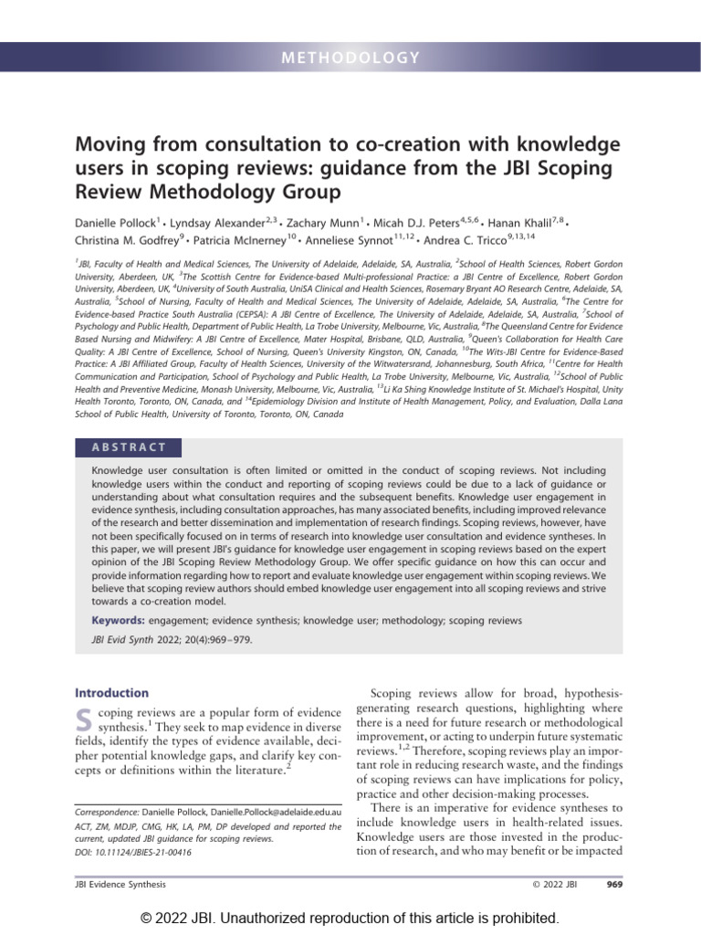 Moving From Consultation To Co-Creation With Knowledge Users in Scoping ...