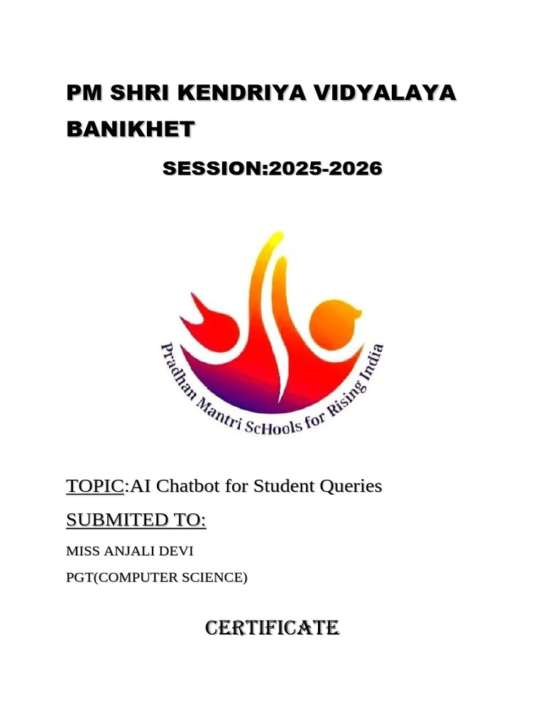 AI Chatbot for Student Queries Project | PDF | Databases | Artificial ...