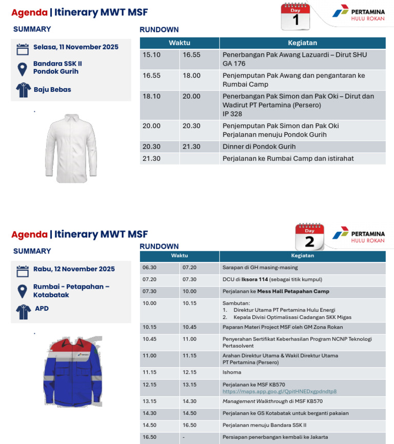 Itinerary MWT MSF 11-12 Nov 2025 | PDF
