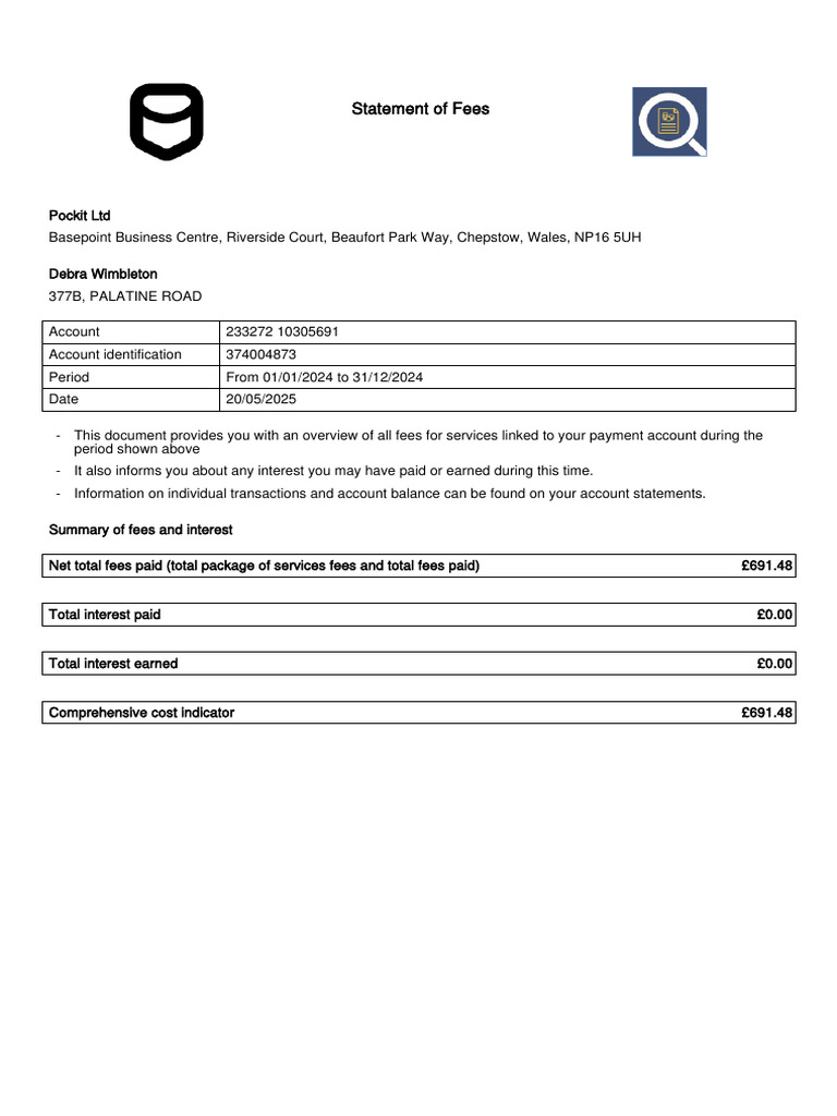 Statement of Fees | PDF | Debit Card | Fee