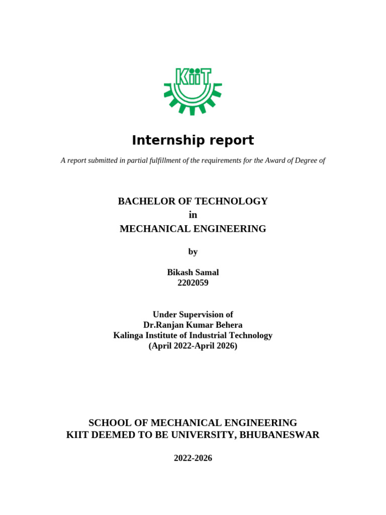Mechanical Engineering Internship Report | PDF | Computer Aided Design ...