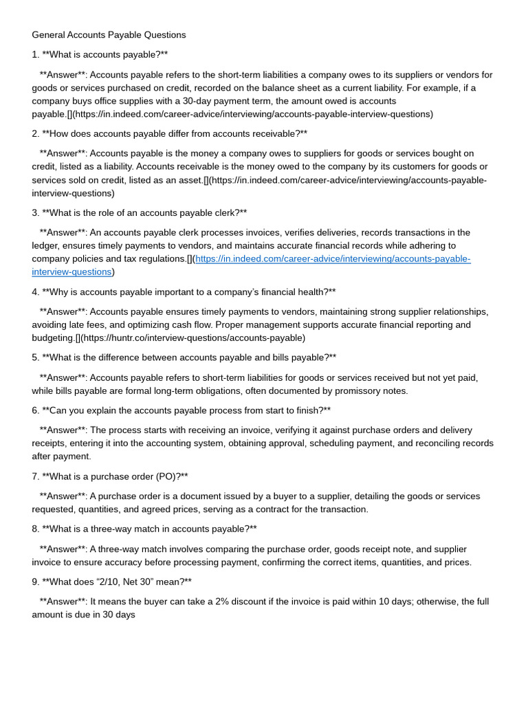 General Accounts Payable Questions | PDF | Accounts Payable | Receipt